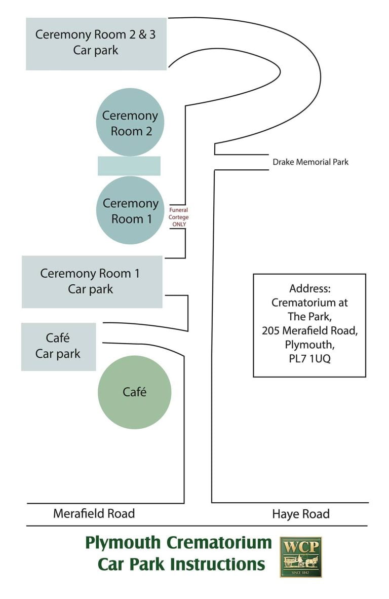 Plymouth Crematorium Parking Map - Walter C. Parson Funeral Directors
