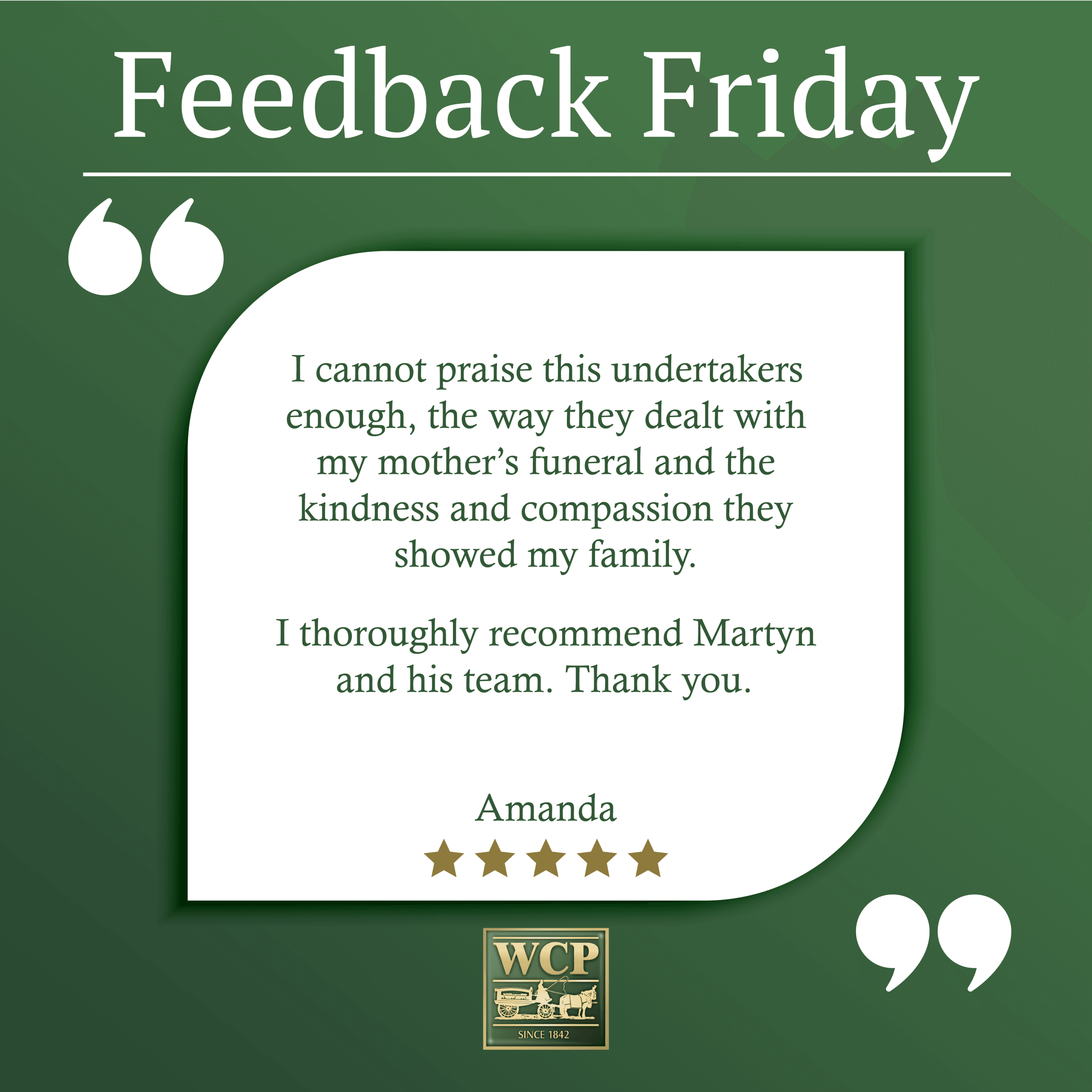 "I Thoroughly Recommend Martyn and His Team" - Walter C. Parson Funeral ...